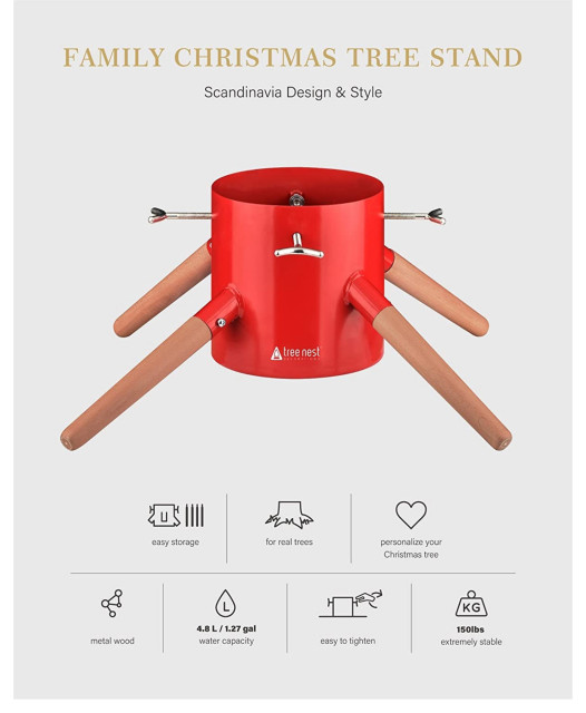 Tree Nest Christmas Tree Stand Base for up to 8ft Real Trees, White ...