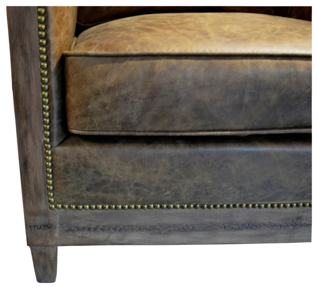 Darlington Club Chair Grazed Brown Leather - Transitional - Armchairs ...
