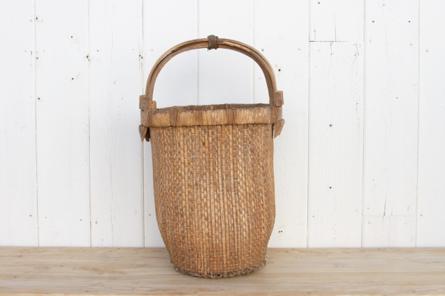 Tall Antique Chinese Basket - Asian - Baskets - by De-cor | Houzz