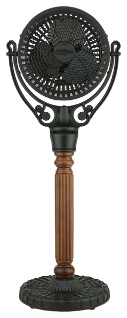 Fanimation Old Havana Pedestal Fan, Antique Copper Carved Wood Post ...