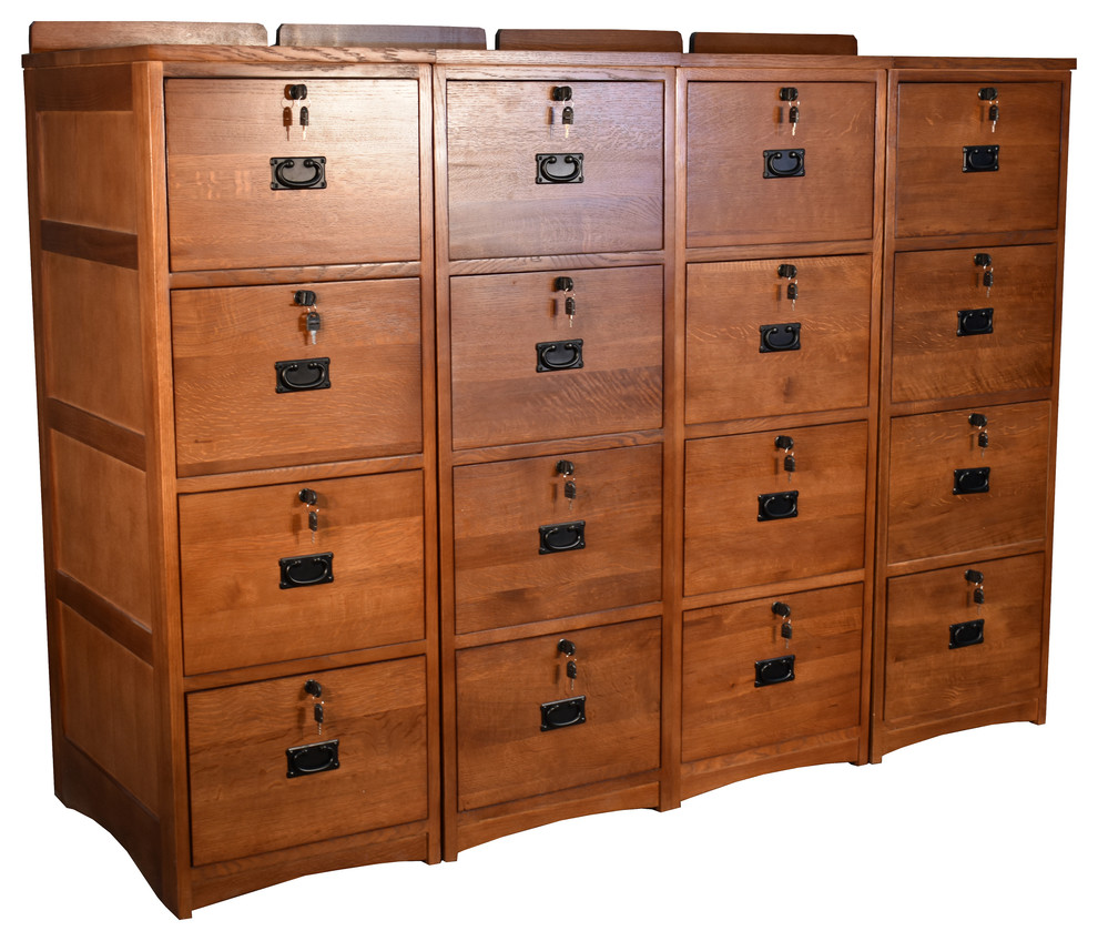 Mission Solid Oak 4-Drawer File Cabinet With Locks & Keys ...