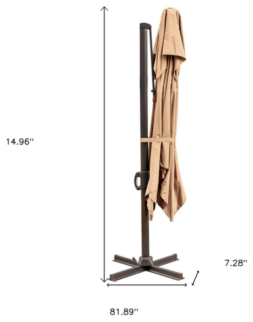 10' Tan Polyester Square Tilt Cantilever Patio Umbrella With Stand ...