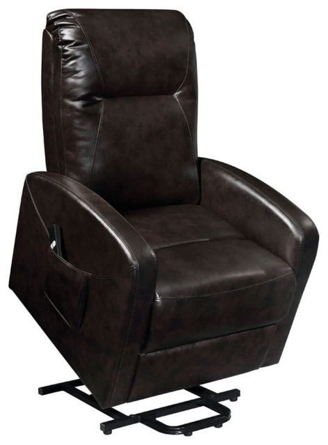 Faux Leather Power Lift Recliner With Pocket, Espresso - Contemporary ...