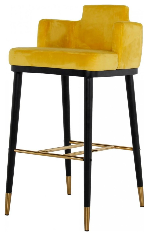 Derick Modern Glam Yellow Barstool Set of 2 - Midcentury - Bar Stools ...