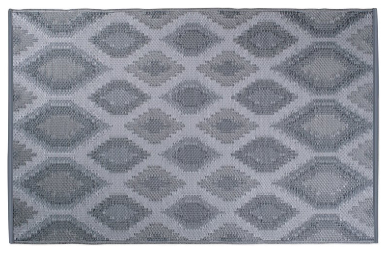 DII 4x6' Modern Style Plastic Ikat Outdoor Rug in Gray Finish ...
