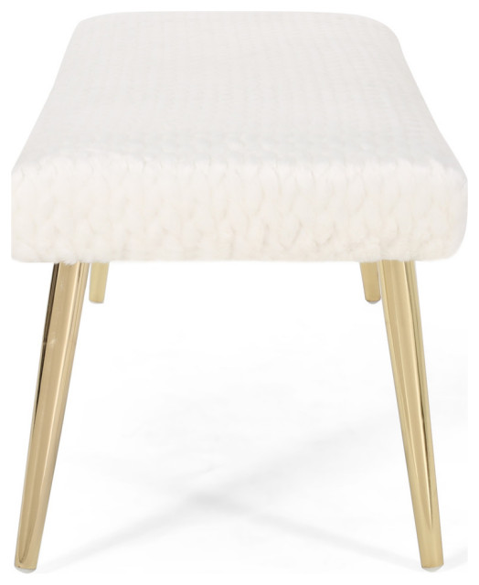 Indira Patterned Faux Fur Bench - Midcentury - Upholstered Benches - by ...