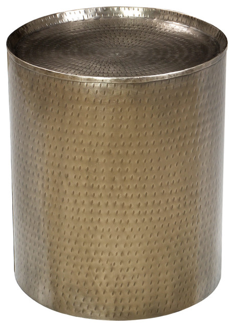 Brass Hammered Round Side Table - Industrial - Side Tables And End ...