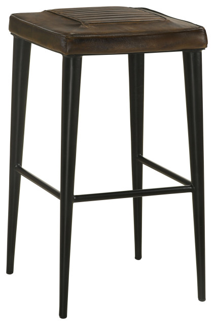 Alvaro Leather Upholstered Backless Bar Stool Antique Brown and Black ...