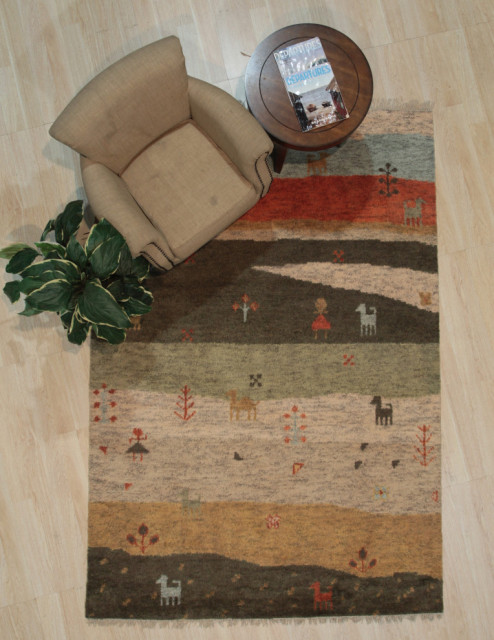 Hand-Knotted Wool Multi Traditional Modern Modern Knot Rug, 6'x9 ...
