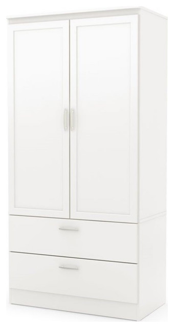 South Shore Acapella Wardrobe Armoire in Pure White - Transitional ...