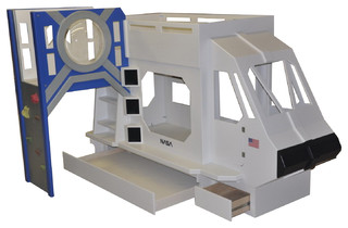 Rocket Ship Bunk Bed with Rock Wall