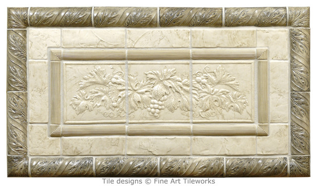 Grapes & Leaves handmade tile mural + trims — Fine Art Tileworks ...