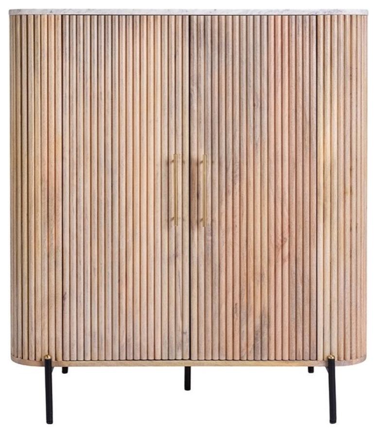 Modrest Cambridge White Marble and Mango Tall Buffet - Industrial ...