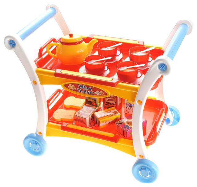 Tea Time Trolley Cart Pretend Play Set - Contemporary - Kids Toys And ...