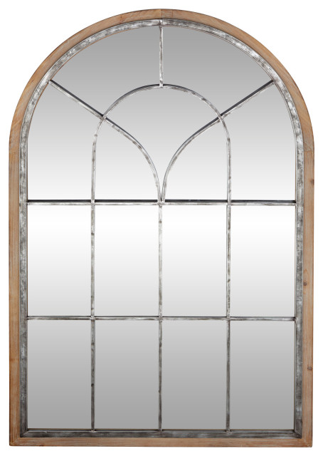 Rustic arched wall mirror with wood frame, 33" x 1" x 51" - Farmhouse ...