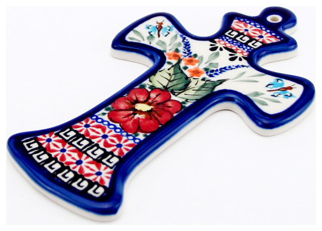 Polish Pottery Hanging Cross by Zaklady Boleslawiec - Farmhouse ...