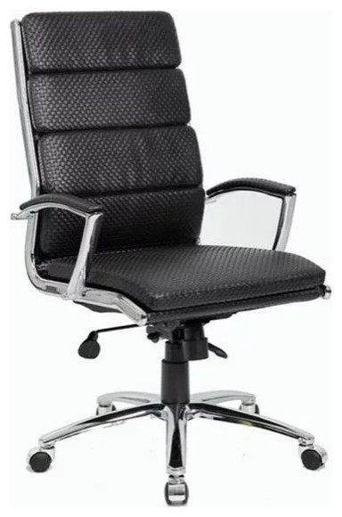 Modern Office Chair, Padded Seat & High Back With Unique Ribbed Vinyl ...