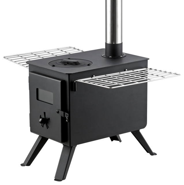 VEVOR Portable Wood Stove Camping Tent Stove for Outdoor w/ Pipe, 86in ...