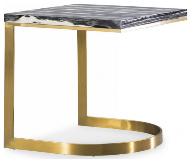 Tess Glam Black and Gold Marble End Table - Contemporary - Side Tables ...