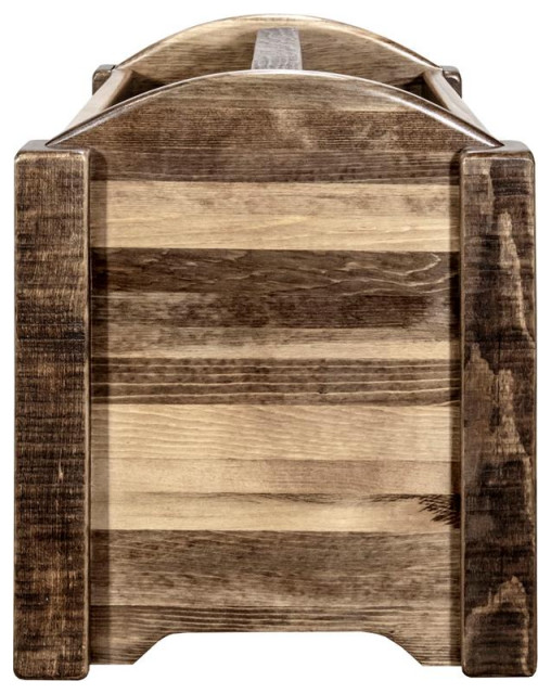 Montana Woodworks Homestead Wood Magazine Rack with Wolf Design in ...