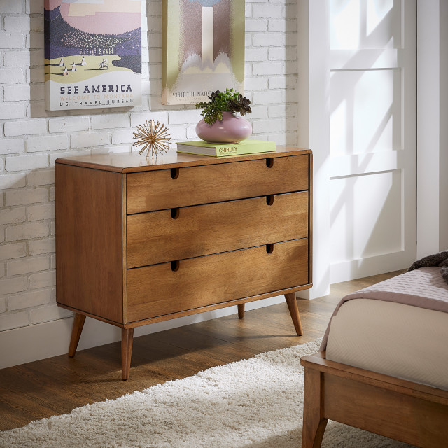 Dexter Oak Finish 3-drawer Dresser - Midcentury - Dressers - by Inspire ...
