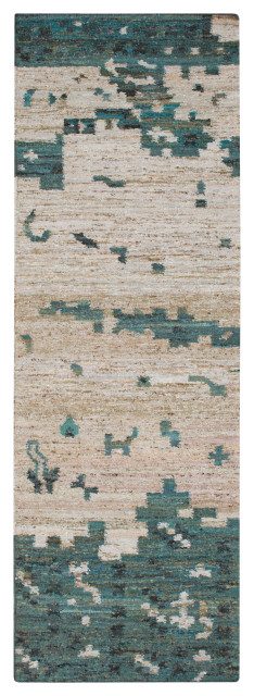 Surya Rustic RUT-702 2'6"x8' Rug, Teal/Dark Green/Light Gray/Beige ...