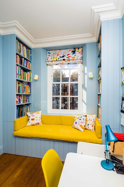 Kids Study Room with Window Seating and Bookcases - Contemporary - Kids ...