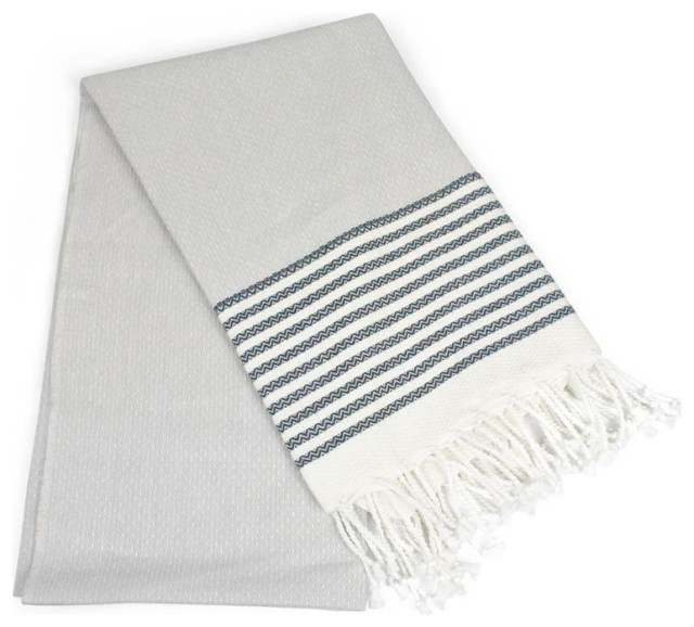 DII 71" Modern Cotton Stitched Stripe Fouta Towel in Navy/Gray ...