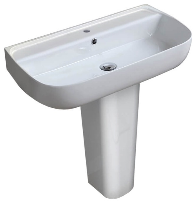 Rectangular White Ceramic Pedestal Sink - Contemporary - Bathroom Sinks ...