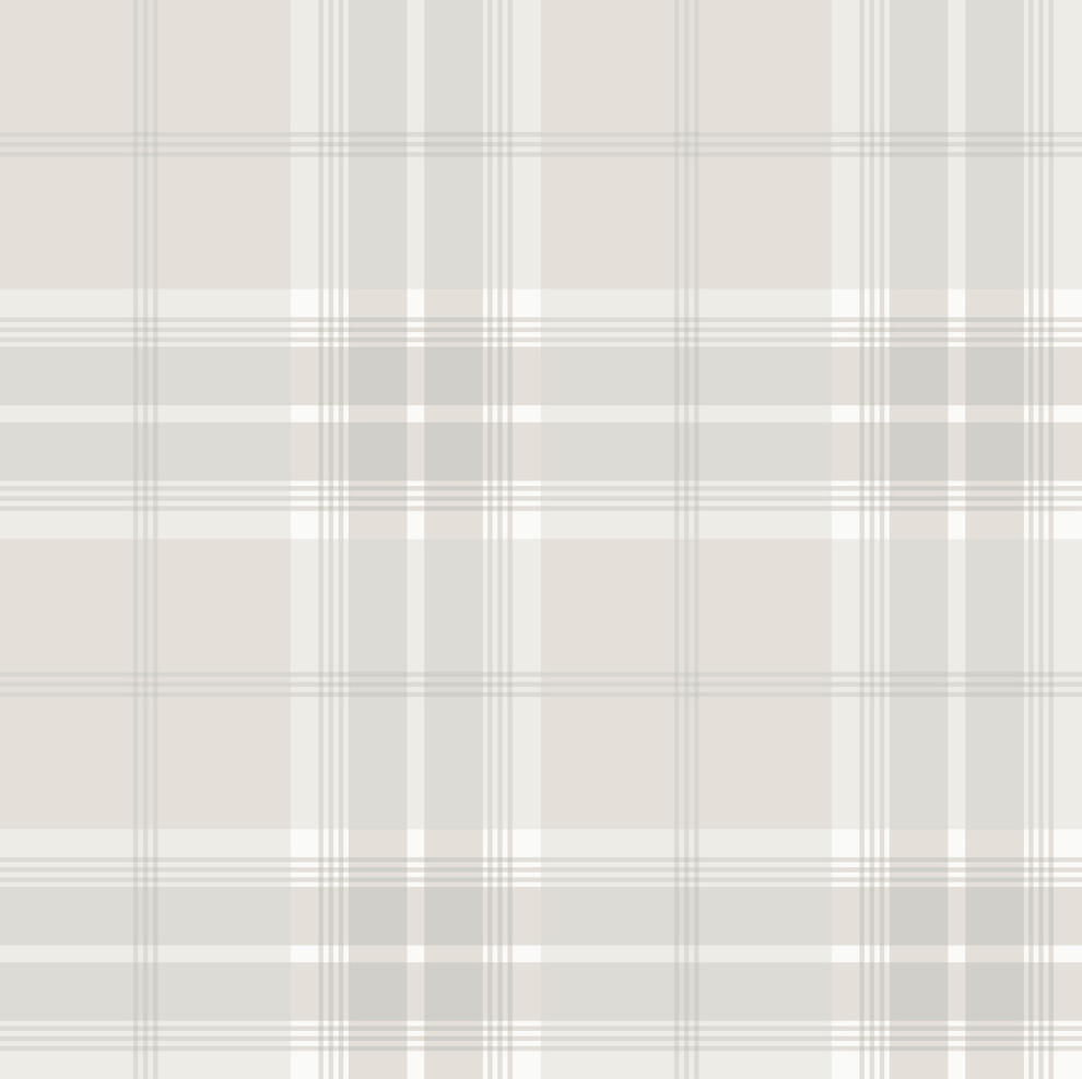Sala White Plaid Wallpaper, Swatch - Farmhouse - Wallpaper - by ...