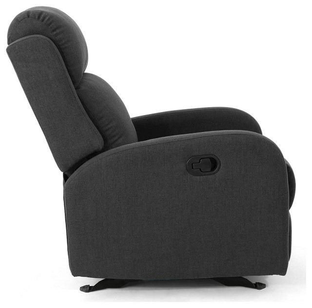 Dark Grey Rocking Recliner Chair with Tufted Cushion and Manual Design ...