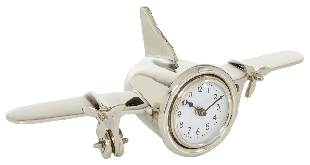 Contemporary Silver Aluminum Metal Clock 67783 - Contemporary - Desk ...