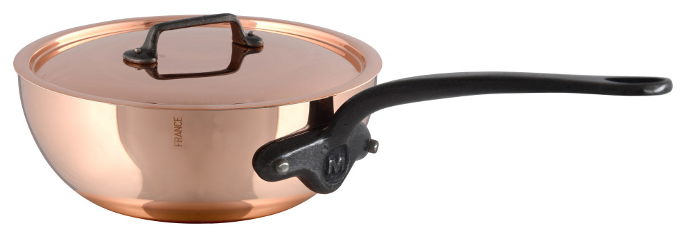 Mauviel M150CI 1.5mm Elysée Copper Sautepan, Lid & Cast Iron Handle, 2 ...