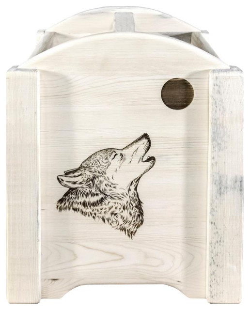 Montana Woodworks Homestead Wood Magazine Rack with Wolf Design in ...