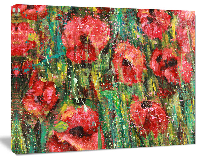 Red Poppies Watercolor Drawing, Extra Large Floral Wall Art, 20"x12 ...