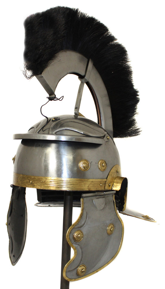 Urban Designs Replica Roman Centurion Black Plume Galea Helmet, Silver ...