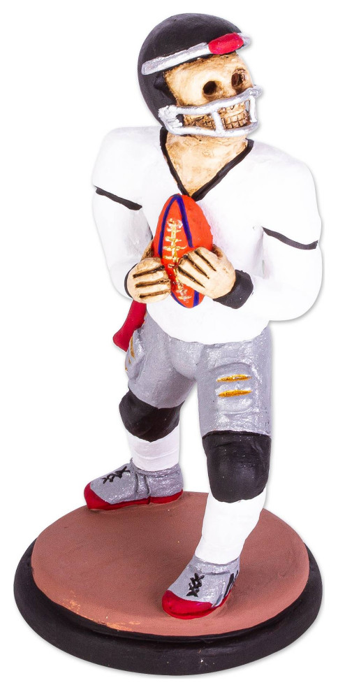 Novica Handmade Football De Los Muertos Ceramic Skeleton Sculpture ...