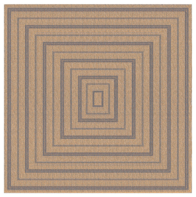 Sahara Multi Border Indoor/Outdoor Rug, 7'10" Square - Beach Style ...