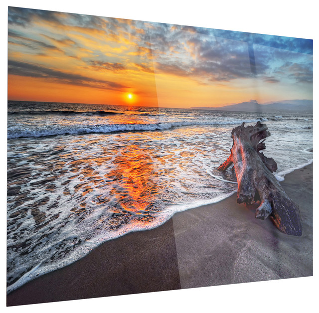 "Fantastic Sandy Shore at Sunset" Metal Wall Art, 48"x40" - Beach Style ...