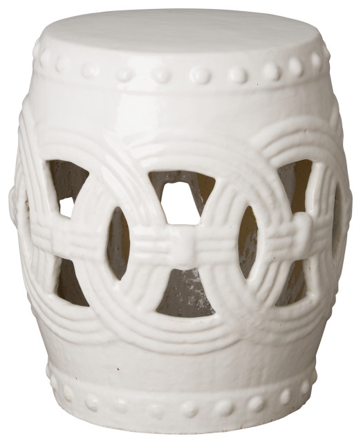 Eternity Distressed White Garden Stool - Asian - Accent And Garden ...