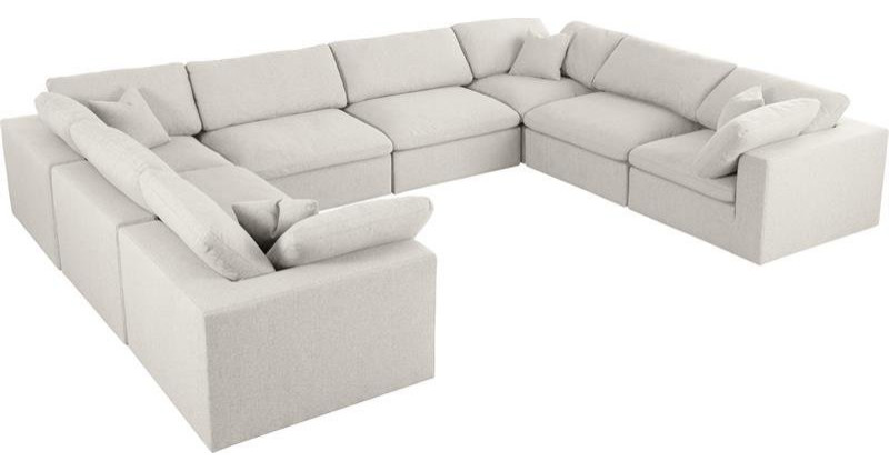 Maklaine Contemporary Cream Durable Linen Fabric Modular Sectional Sofa ...