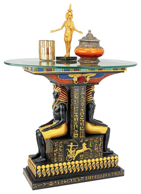 Design Toscano Tut The Pharaoh Glass Top Table - Traditional - Side ...
