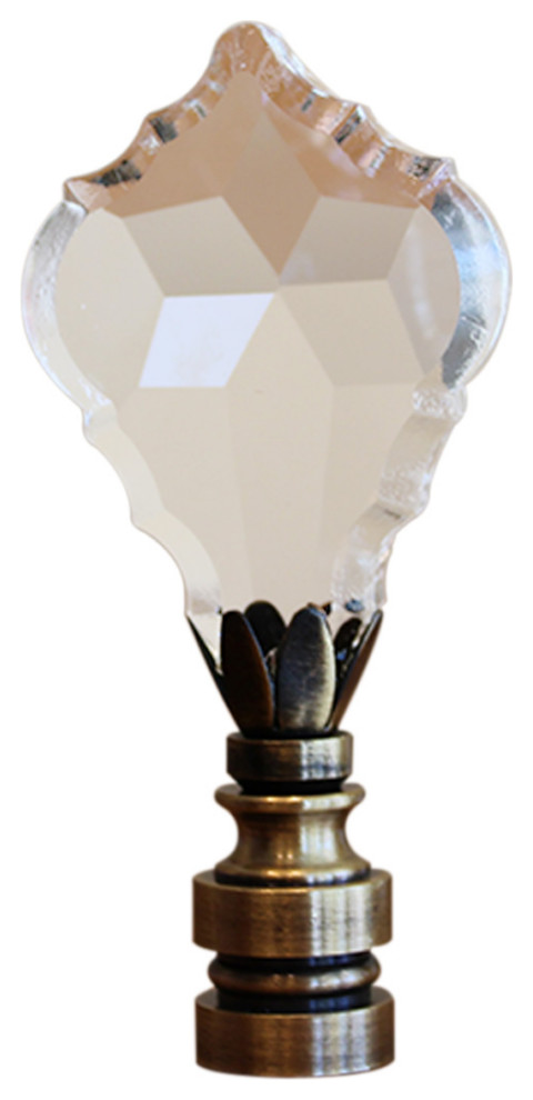 2.75"H Swarovski Crystal Gothic Cross Antique Brass Base Lamp Finial ...