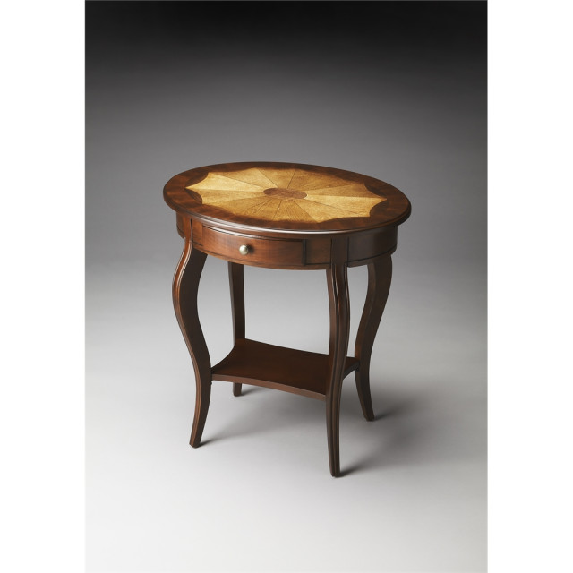 Jeanette Plantation Cherry Oval Accent Table - Traditional - Side ...