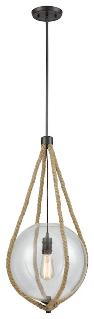 Dangling Rope 1-Light Pendant, Oil Rubbed Bronze, Clear Round Orb Glass ...