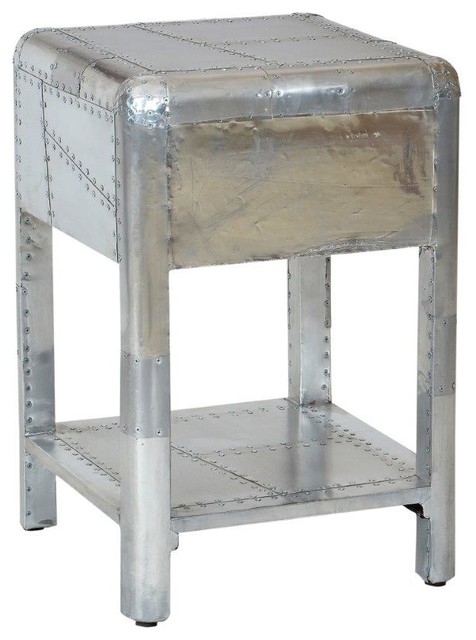 Aviator Aluminum Side Table With 1 Drawer - Industrial - Side Tables ...