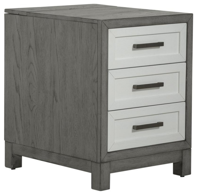 3 Drawer Chairside Table Contemporary White - Transitional - Side ...
