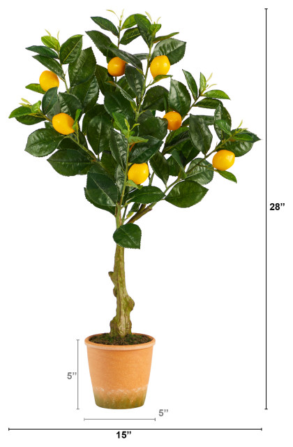 28" Lemon Artificial Tree, Decorative Planter - Modern - Artificial ...