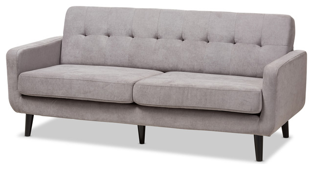 Carina Mid, Century Modern Light Gray Fabric Upholstered Sofa, 72.44 ...