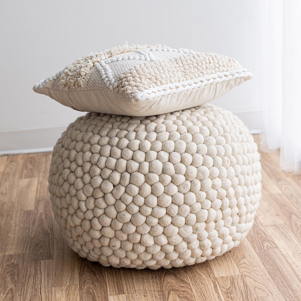 Bohemian Pebble Pouf – Cream - Midcentury - Family Room - Vancouver ...